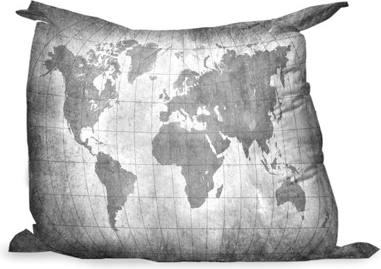 PillowMonkey zitzak - Wereldkaart Perkament - zwart wit - 140x100 cm ... PillowMonkey zitzak - Wereldkaart Perkament - zwart wit - 140x100 cm ...