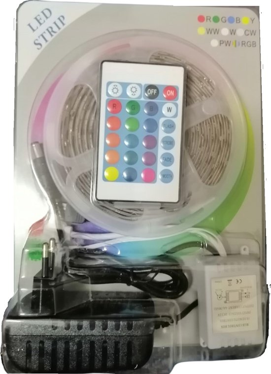 LED strip - 5 meter - RGB - met afstandsbediening - zelfklevend ...