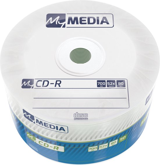 MyMedia CD-R 52X 50PK Wrap 700MB - Wide Printable | bol