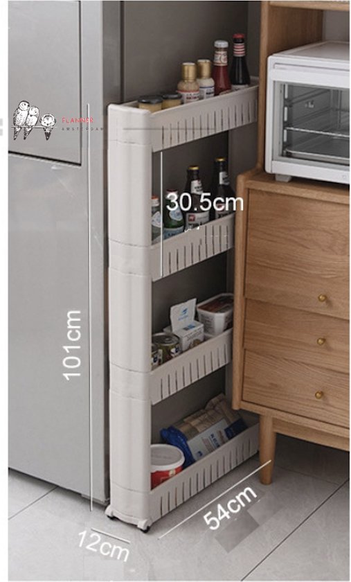 Flanner® Opbergrek | Keukenkast | Voorraadkast | Op Wielen | 4-laags ...
