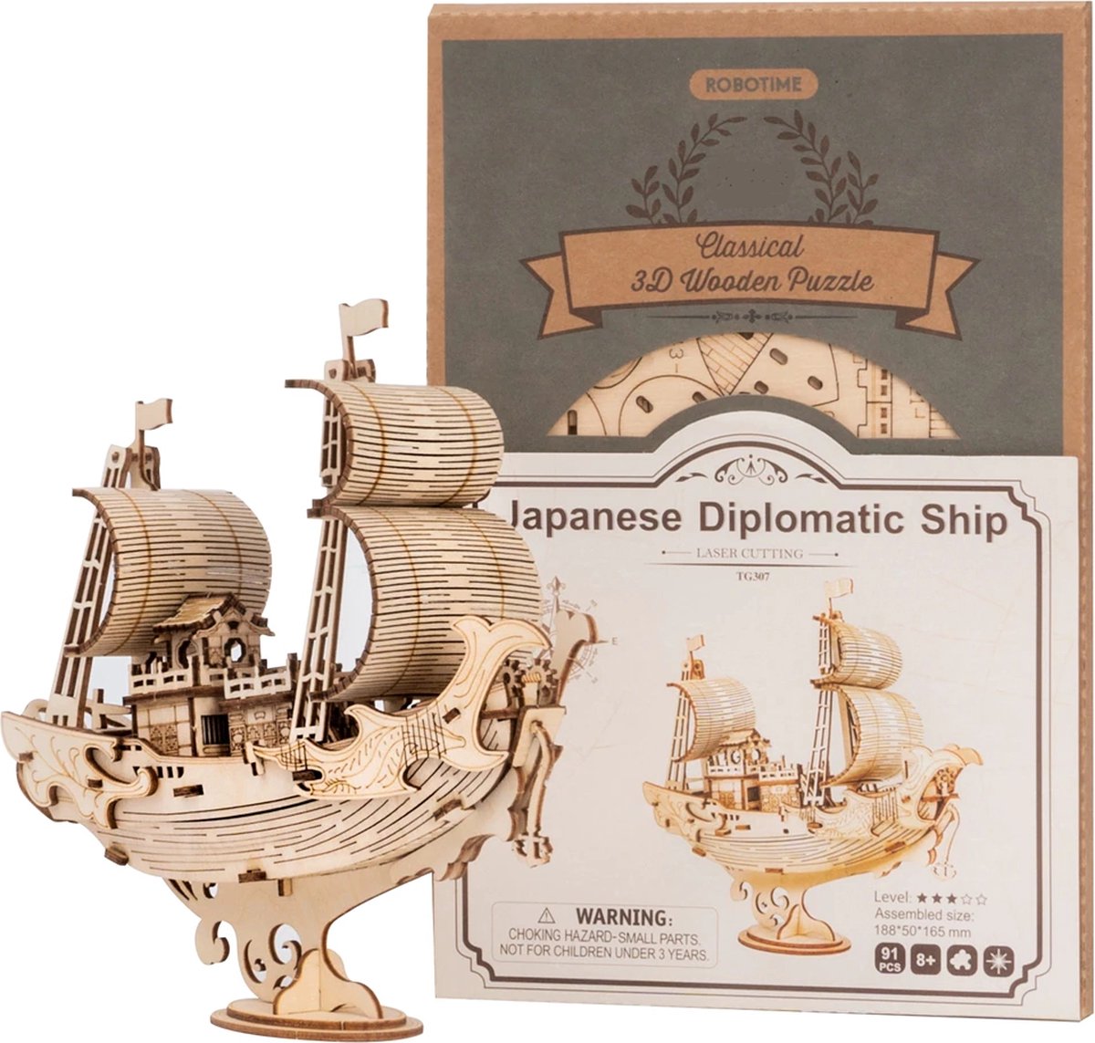 Bouwpakket Volwassenen - 3D Japans Schip - Houten Boot - 91 Onderdelen ...
