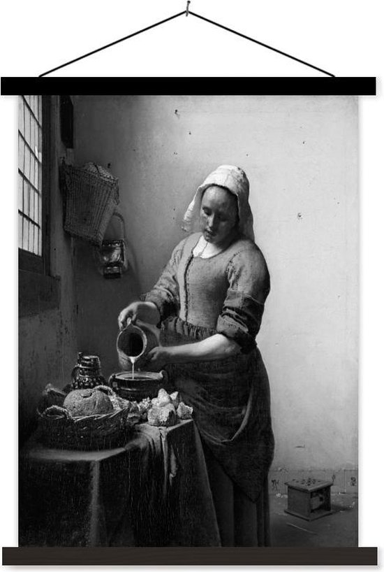 Het melkmeisje - Schilderij van Johannes Vermeer - zwart wit | bol.com