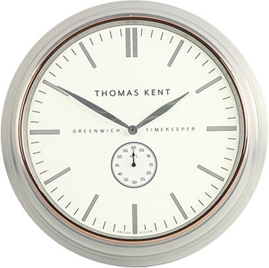 Thomas Kent - Klok Timekeeper zilver - koper Ø50CM | bol