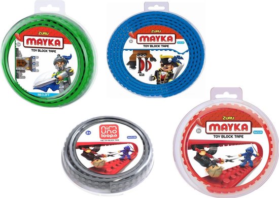 Zuru-Mayka - Block Tape 2 Noppen - 1 m - 4 pack - Voordeel verpakking ...