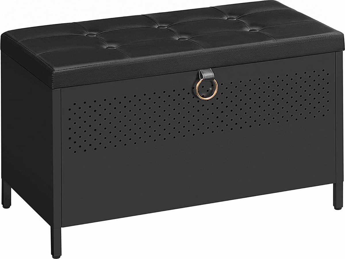 bank, kist met deksel, gecapitonneerde zitting, zitkist met ...