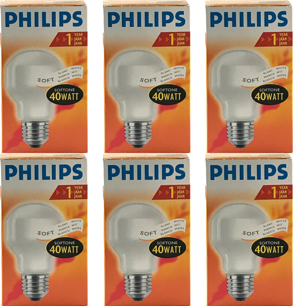 Philips - Standaardlamp - 40Watt - E27 Fitting - Gloeilamp - Softone ...
