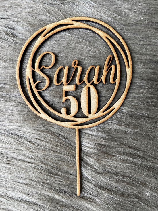 Cake topper Sarah non traité - 50 ans - Anniversaire | bol