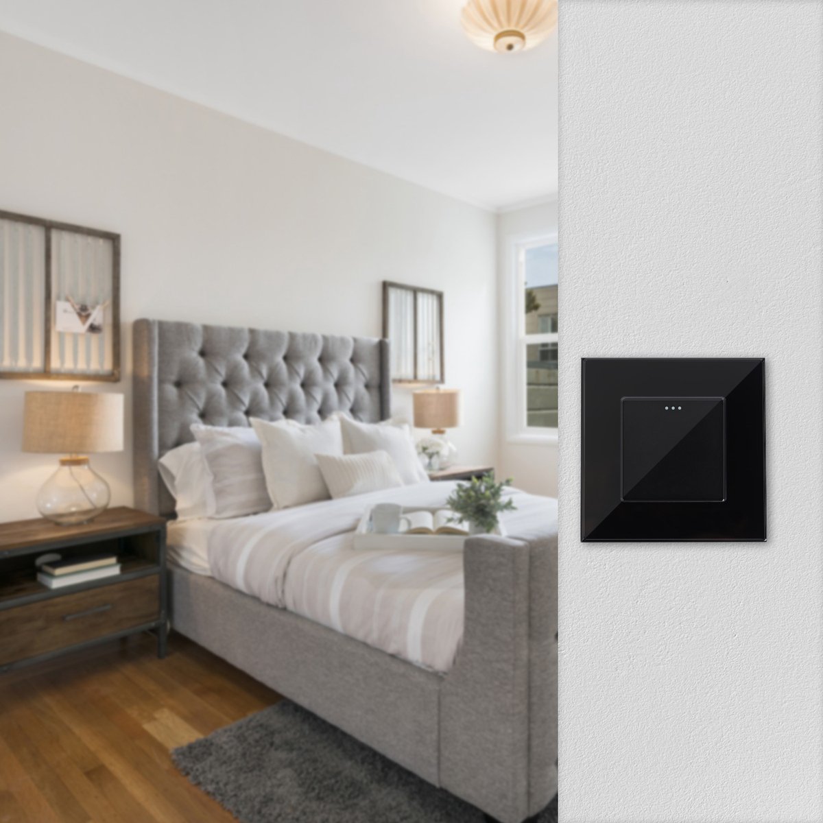 Navaris glazen lichtschakelaar voor wand - Lichtknop van glas ...