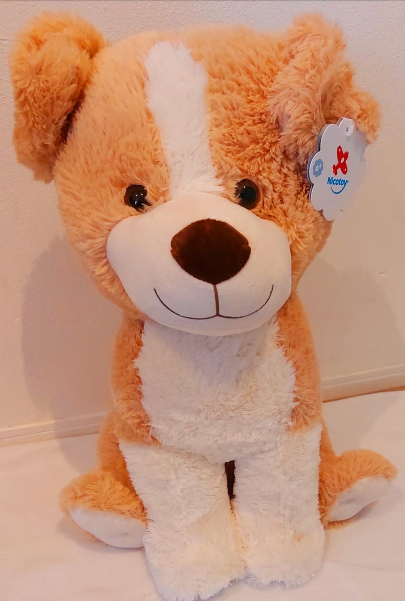 Pluche honden knuffel 50 cm zittend - honden huisdieren knuffeldieren ...