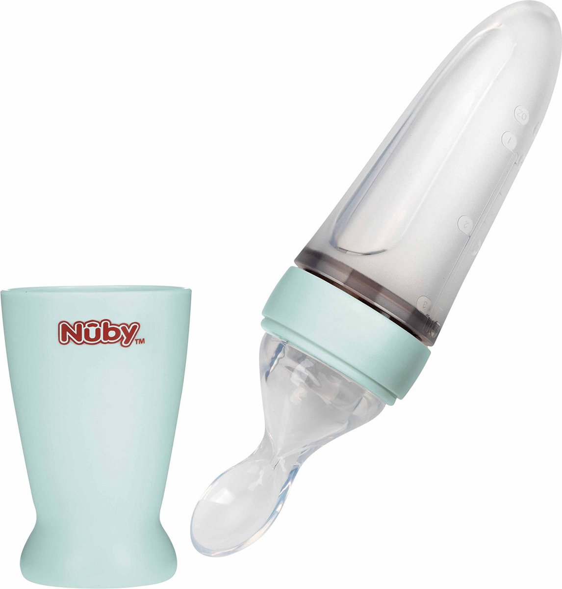 Nûby - Silicone knijpfles met lepel - 'Squeeze feeder' - Groen - 3m+ | bol.com