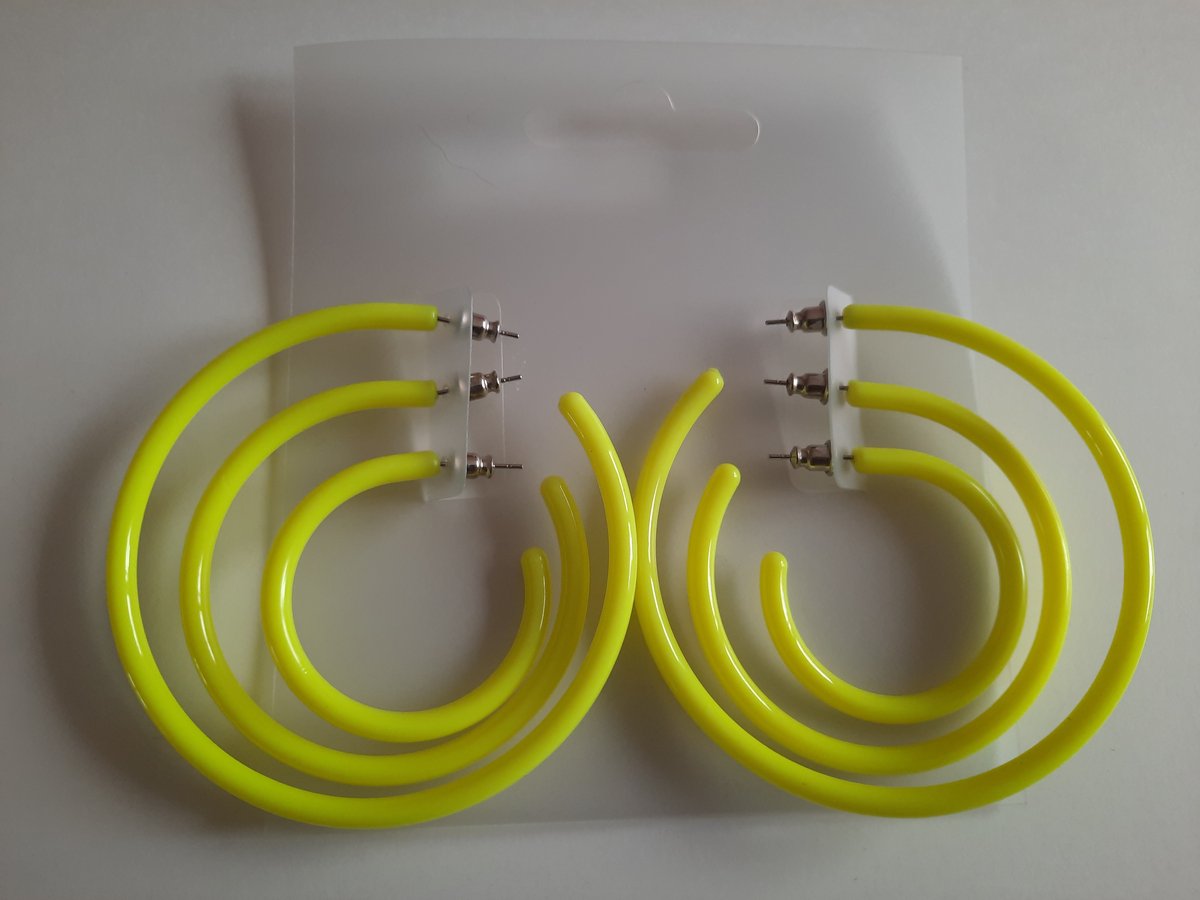 Oorringen - oorbellen- GEEL - set van 3 – neon | bol.com