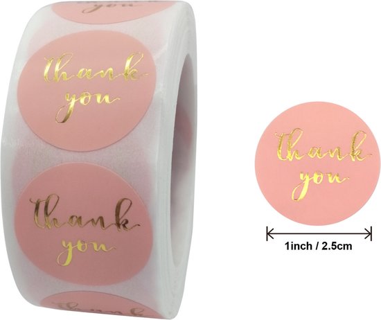 Thank you stickers - 500 stuks - 25 mm - Bedankt stickers - Small business packaging -... | bol