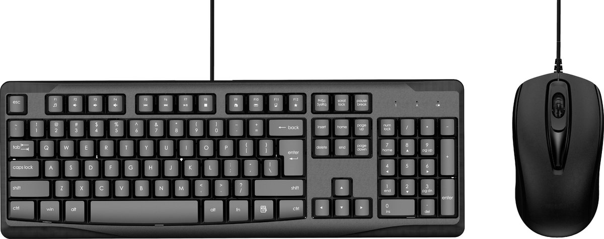 Bedraad Toetsenbord en Muis - Soft Touch - Qwerty - Functietoetsen ...