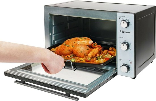 bestron mini-oven 2-in-1 apparaat, met rotisserie, 1800 W, roestvrij ...