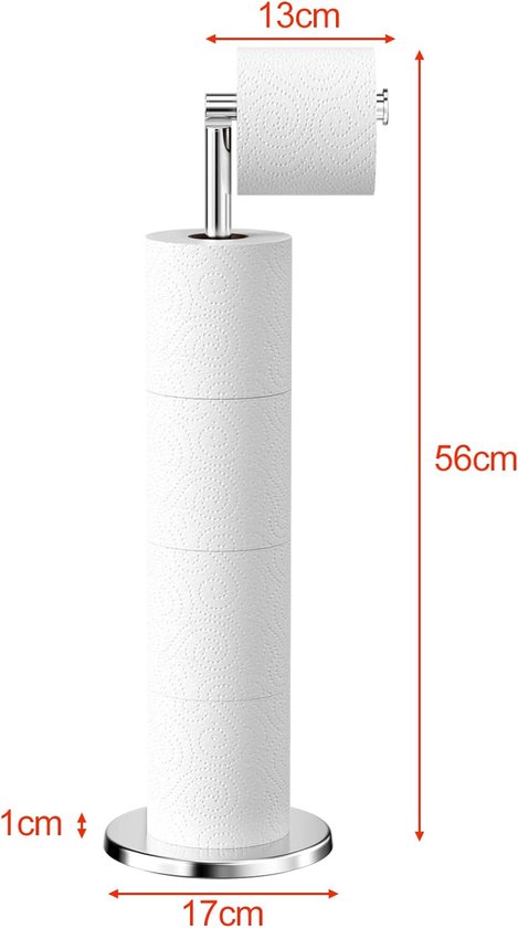 Toiletpapierhouder, staand, staand, wc-rolhouder zonder boren ...