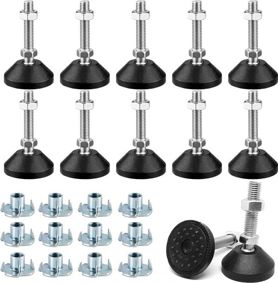 12 Pack 360° Adjustable Legs - Heavy Duty M10 x 50mm Furniture Leveling ...