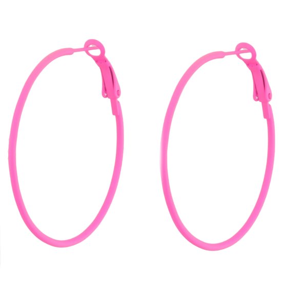 Behave - Oorbellen - Oorringen - Dames - Neon Roze - Trendy Statement ...