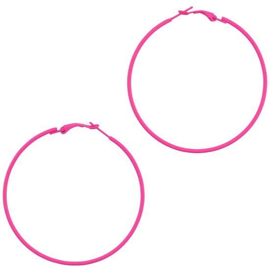 Behave - Oorbellen - Oorringen - Dames - Neon Roze - Trendy Statement ...