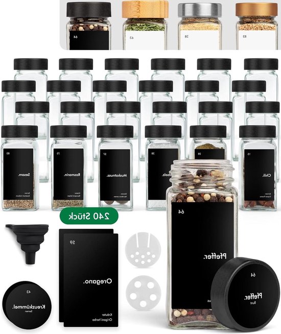 Kruidenpotjes met Stickers - 24 x 120 ml - Waterdichte Labels - Luchtdichte... | bol