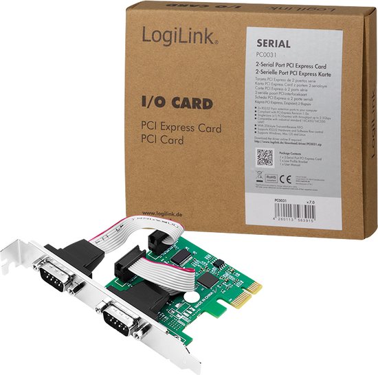 LogiLink PC0031 interfacekaart/-adapter PCI Express Card, 2x Serial | bol