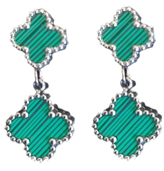Oorbellen - Oorhangers - RVS - Roestvrij Staal - Klavertjes - Clovers - Groen - 3cm -... | bol