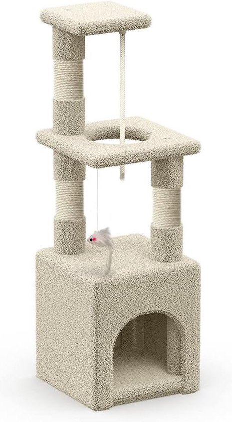 Cat Tree with Platform and Cave - Stable Small Cat Tree for Cats ...