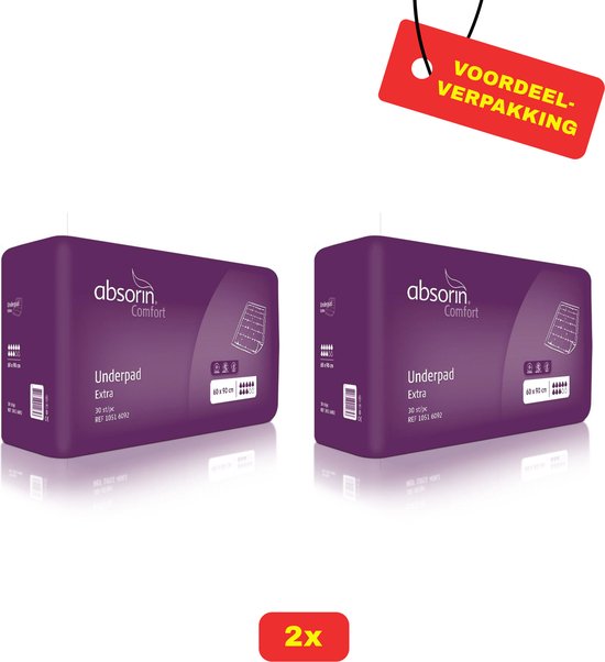 2x Absorin Comfort - Extra - Onderlegger - 60x90cm - 8 Drops - Wit ...