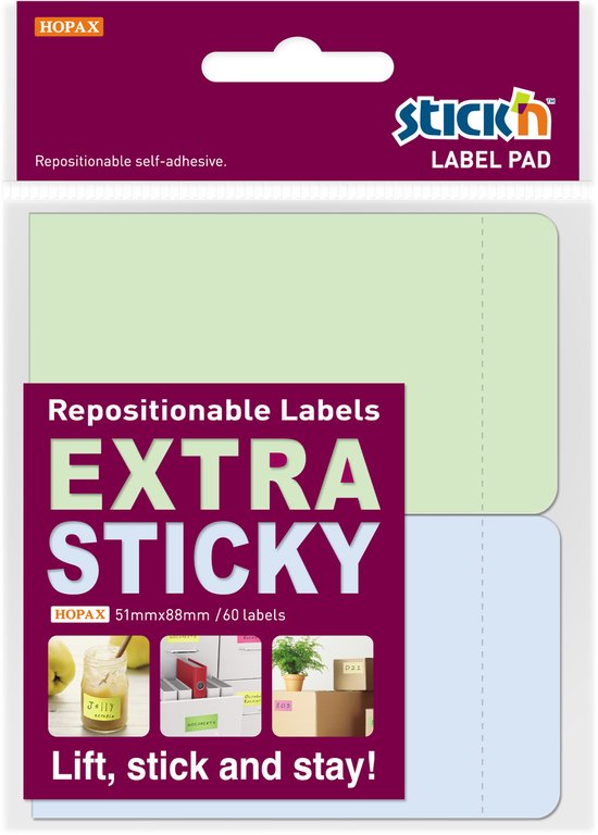 Stick'n Label Etiket - 51x88mm - Extra Sticky - Pastel Blauw - Pastel ...