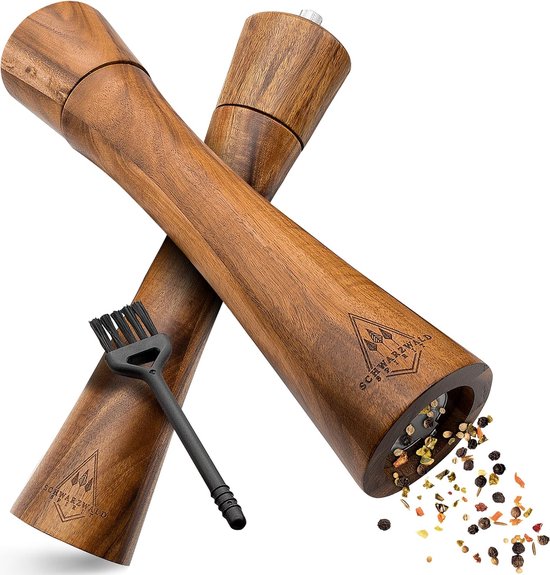zout en pepermolen set Zout- en pepermolen hout groot (25,5 cm) - set van 2 met peper... | bol