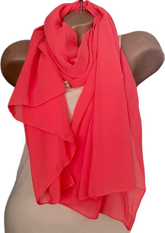 Dames lange dunne sjaal 14510 175/73cm Fel roze | bol