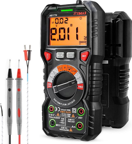 Digitale multimeter met led-bussen stroommeter - True RMS Auto-Range ...