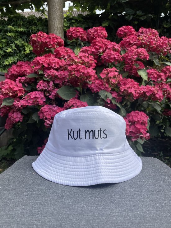 Bucket hat - met tekst kut muts - festival hoedje - wit - grappig ...