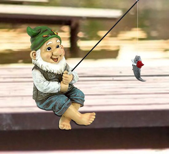 Vissende Kabouter - Dwerg - Vijver - Beeld - Tuin - Tuinbeeld - Vissen ...