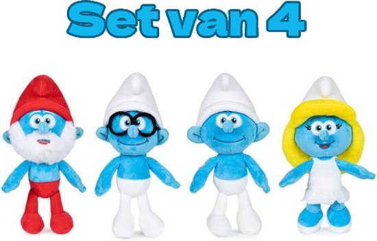 De Smurfen Pluche Knuffel Set 20 cm (4 stuks) (Grote Smurf - Brilsmurf ...