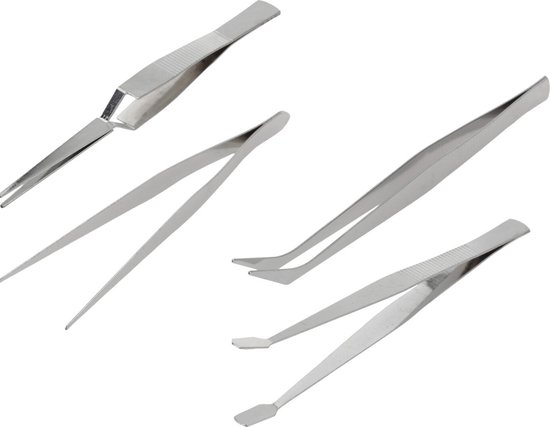 FX Tools Pincetten set 4-delig - zilver - RVS metaal - verschillende ...