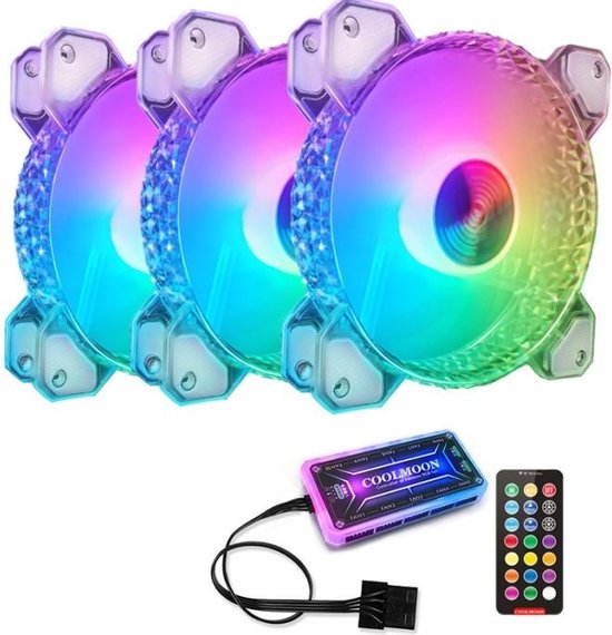 CoolMoon 3x RGB fan pack voor PC. 120 mm. | bol