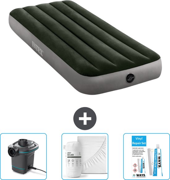Intex Luchtbed - 1-Persoons - 76 x 191 x 25 cm - Groen - Inclusief Pomp ...