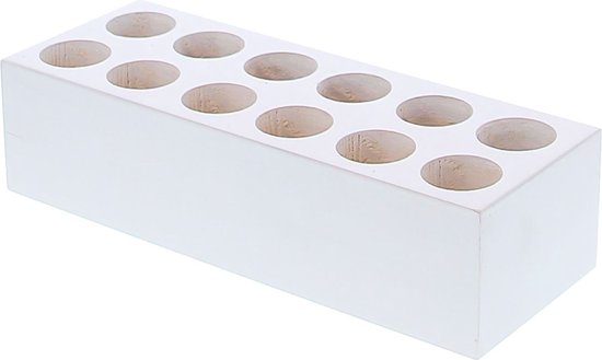 Rechthoekige Blok voor 12 glazen buisjes - Wit - Houder proefbuisjes | bol