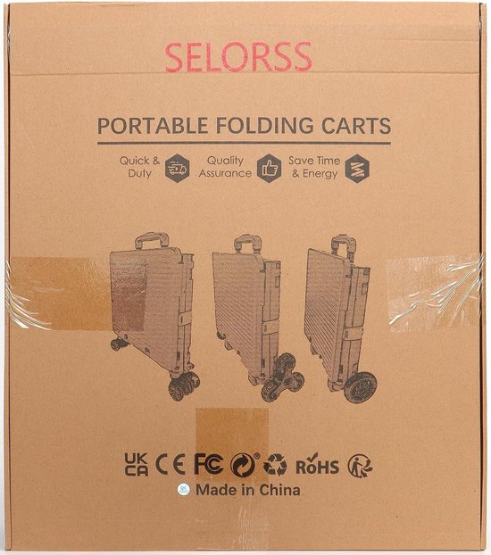 Opvouwbare trolley met wielen - roestvrij staal - hoge capaciteit - 193 ...