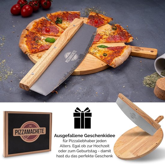Premium XXL pizzames met snijplank - Hoogwaardige pizzasnijder 35 cm ...