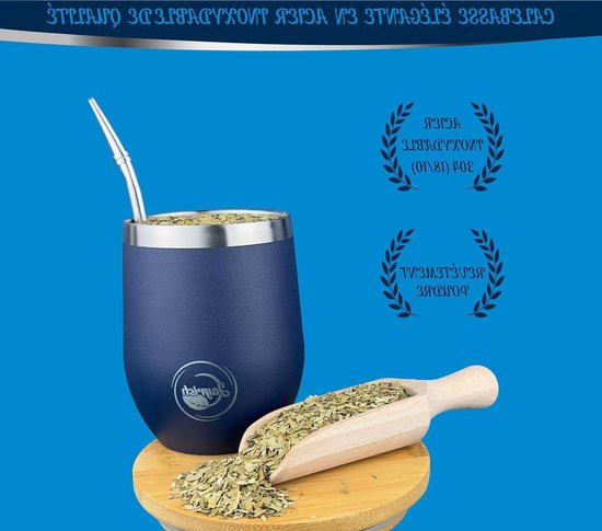 Complete set drinkfles 355 ml matte beker - Calebasse Maté set met ...