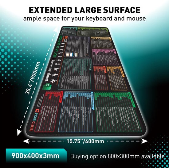 Excel Sneltoetsen Muismat - Uitgebreide Grote XXL Cheat Sheet Gaming Mousepad | PC... | bol