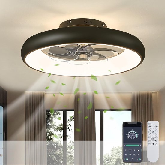 LED Ventilator Lamp - Plafondventilator - Zwart - Dimmer - 6 Standen ...