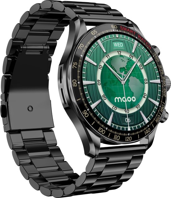 Maoo Titan AMOLED Smartwatch Heren - Stainless Steel en 2 TPU bandjes ...