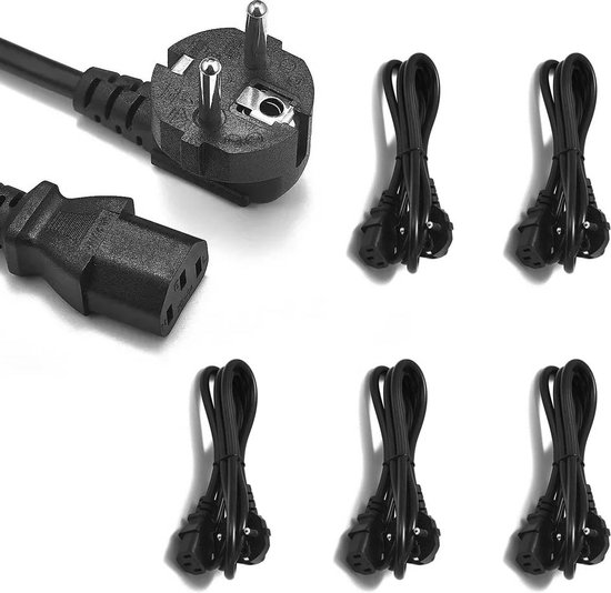 5 stuk EU Power Kabel Voedingskabel Stroomkabel 2pin C13 2m Voor Pc ...