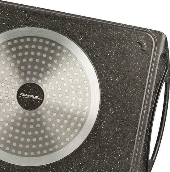 Grillplaat pan - inductie en ovenvast - gegoten aluminium - 42 x 26 x ...