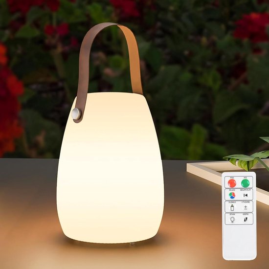 Tafellamp met accu en afstandsbediening - warmwit - 8 kleuren - dimbaar ...