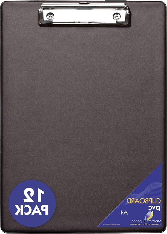 A4+ Bedekt Klembord - Zwart met Heavy Duty Clip (Pack van 12) 570A-A4 ...