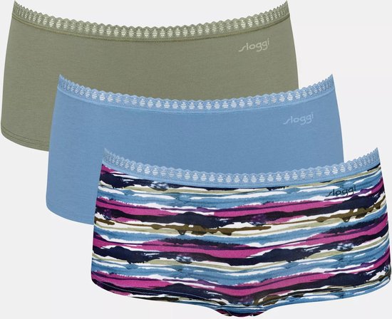 sloggi GO Crush Short 3 pak Dames Onderbroek - Groen - Blauw combinatie ...