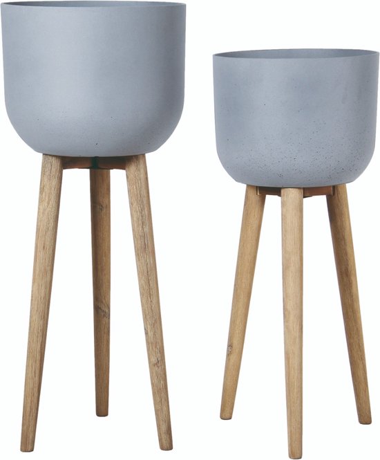 Anco Plantenpot Set van 2 S/L - Ronde Sandstone Bloempotten op ...